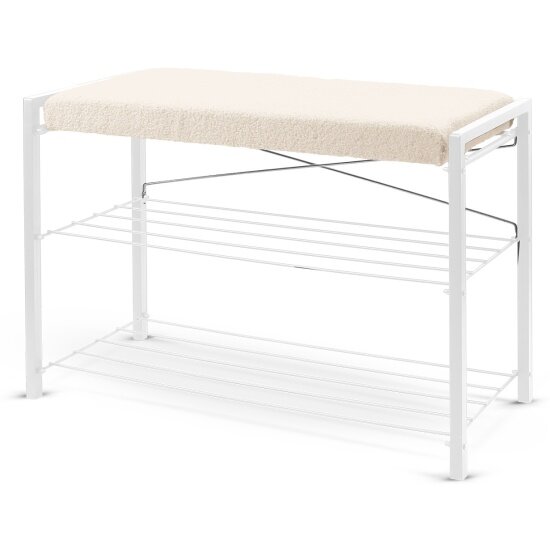 Этажерка для обуви Nika ЭКТ3-80Б с мягким сиденьем, кремовый/матовый белый (ЭКТ3-80Б/КР)
