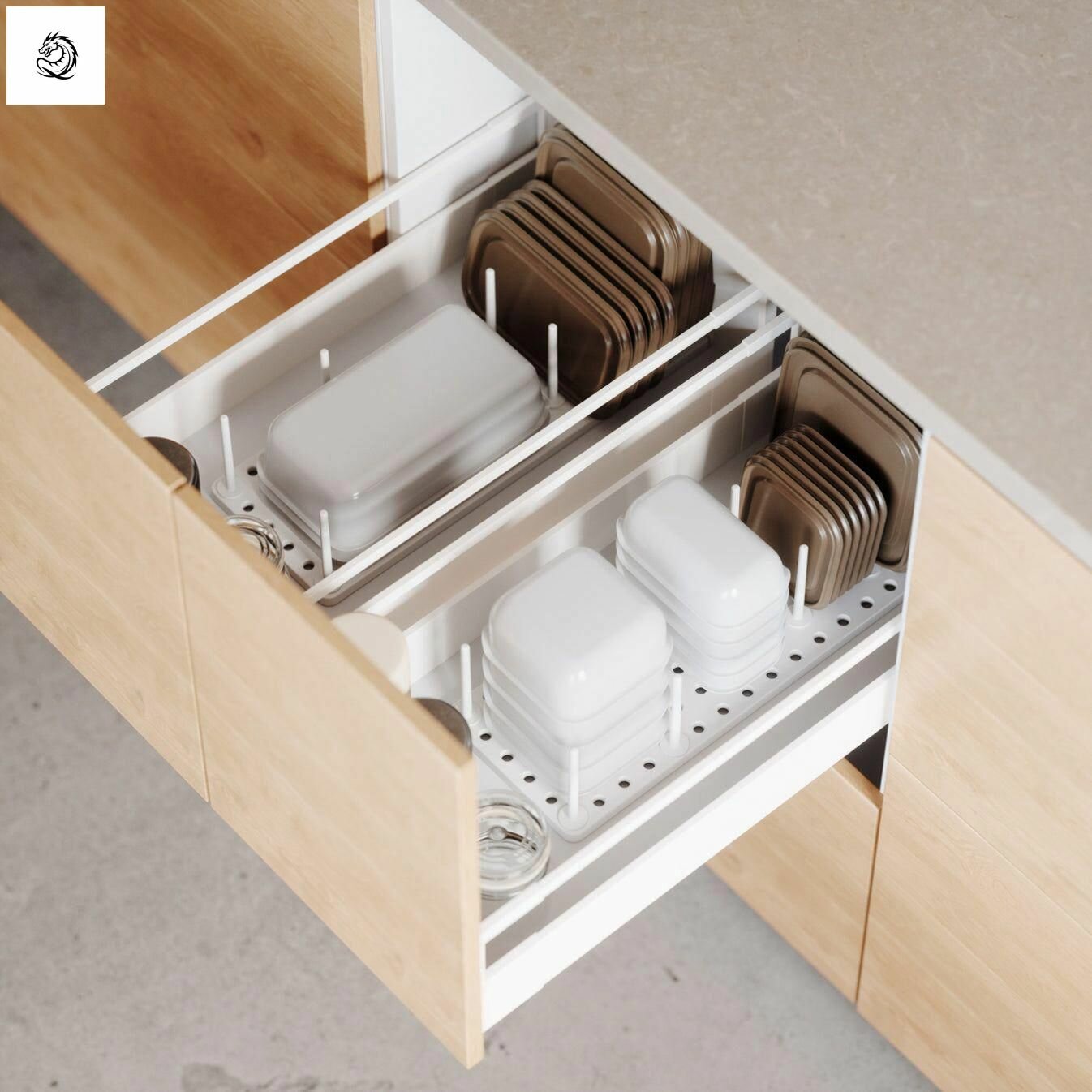 Органайзер раздвижной для кастрюль и крышек в ящик, белый, система хранения с штырьками