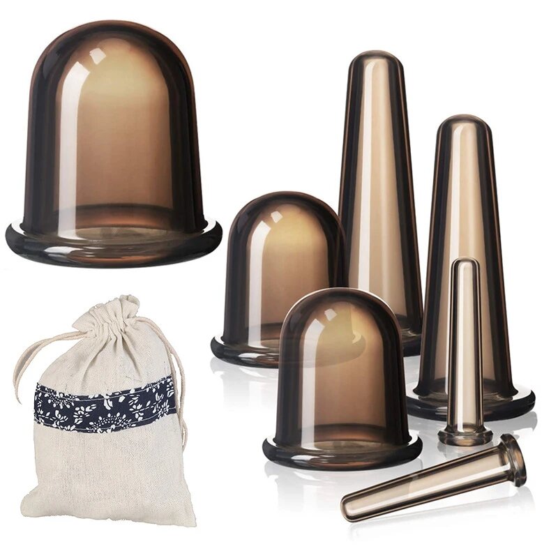 Силиконовые вакуумные банки для лица Black-7-piece set