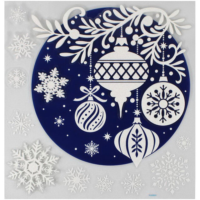 Новогодние наклейки Елочные Украшения 38*31 см, двухслойные, Peha, JC-20900