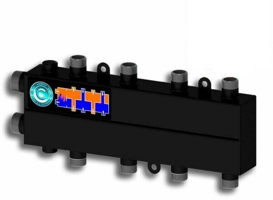 Север 1925090, Разделитель гидравлический совмещенный с коллектором Север-Мини 4 черный, (сталь 09Г2С)