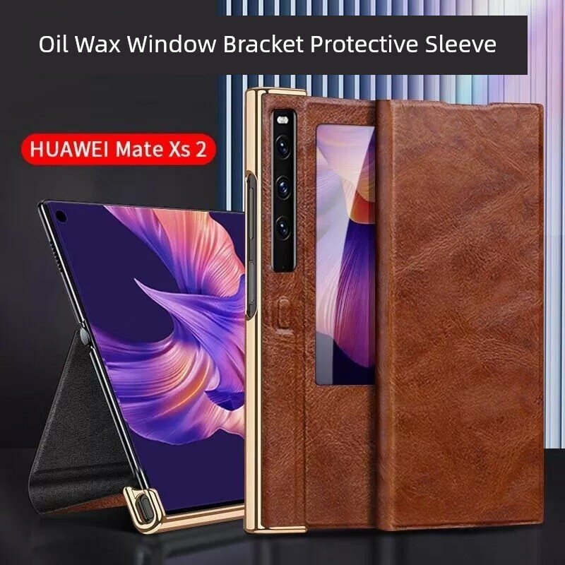 Премиум кожаный чехол-книжка для Huawei Mate Xs складного экрана, магнитное самоприлипание, узкий полный покрытие,