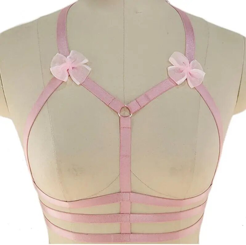 Розовый халат-нагрудник Harness Bra с бантом