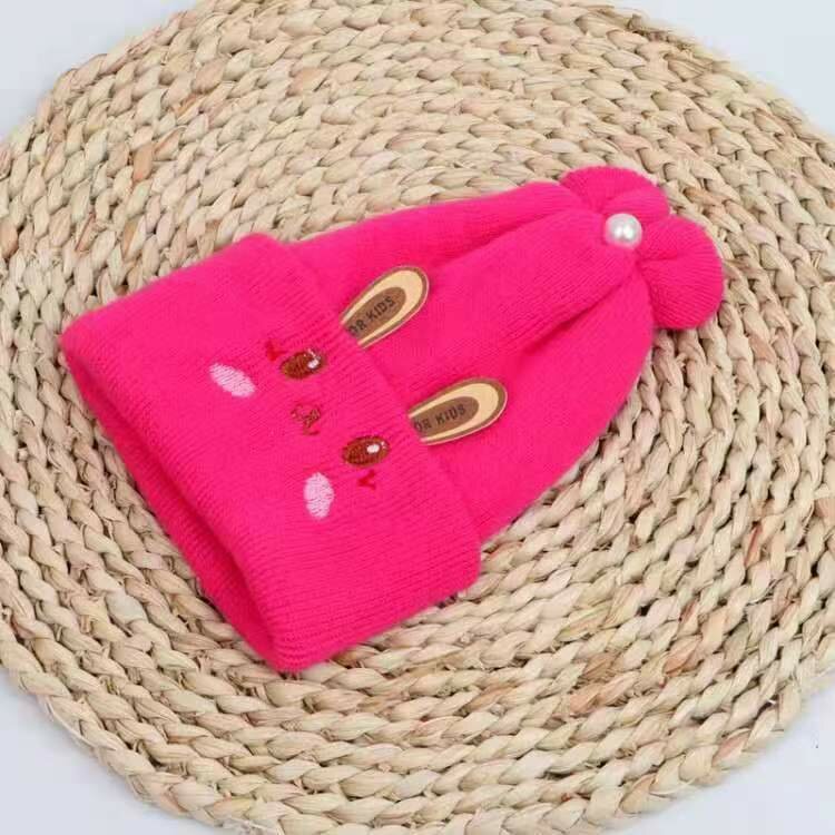 Осенне-зимняя новогодняя шапка с кроликом, шапка для новорожденного, утепленная детская теплая двухслойная шерстяная шапка для детей 0-6 месяцев