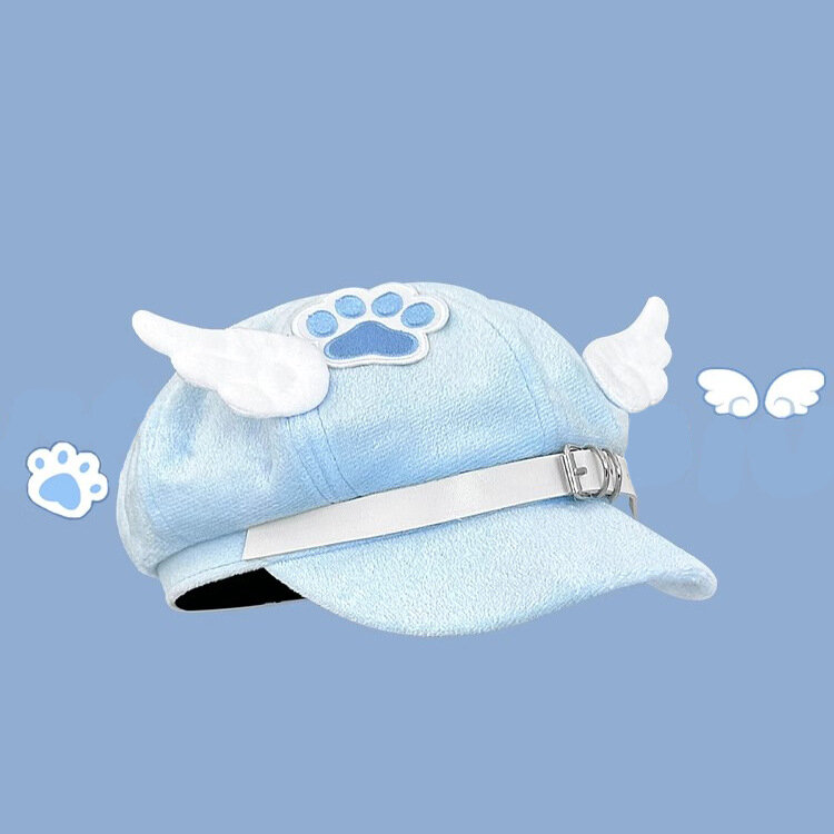 Японский берет y2k с кошачьими ушками, женская нишевая двумерная субкультурная милая восьмиугольная шляпа с большой окружностью головы и маленьким лицом