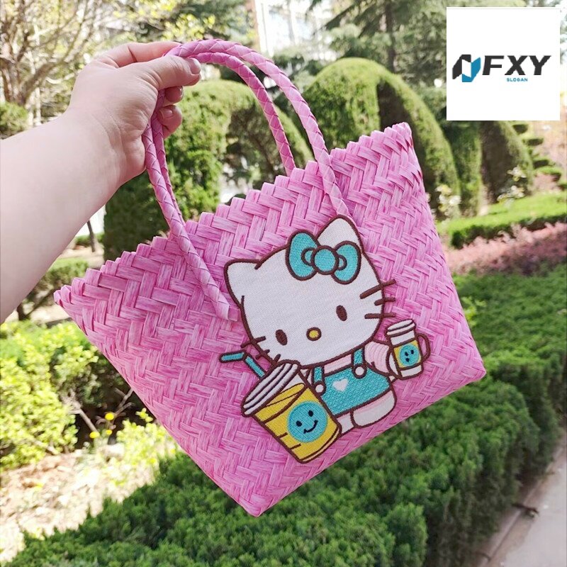 Эксклюзивная корзинамешок Hello Kitty с вышивкой из ротанга для систематизации вещей