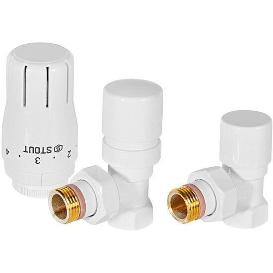 Комплект клапанов Stout термостатических Design белый, угловой 1/2