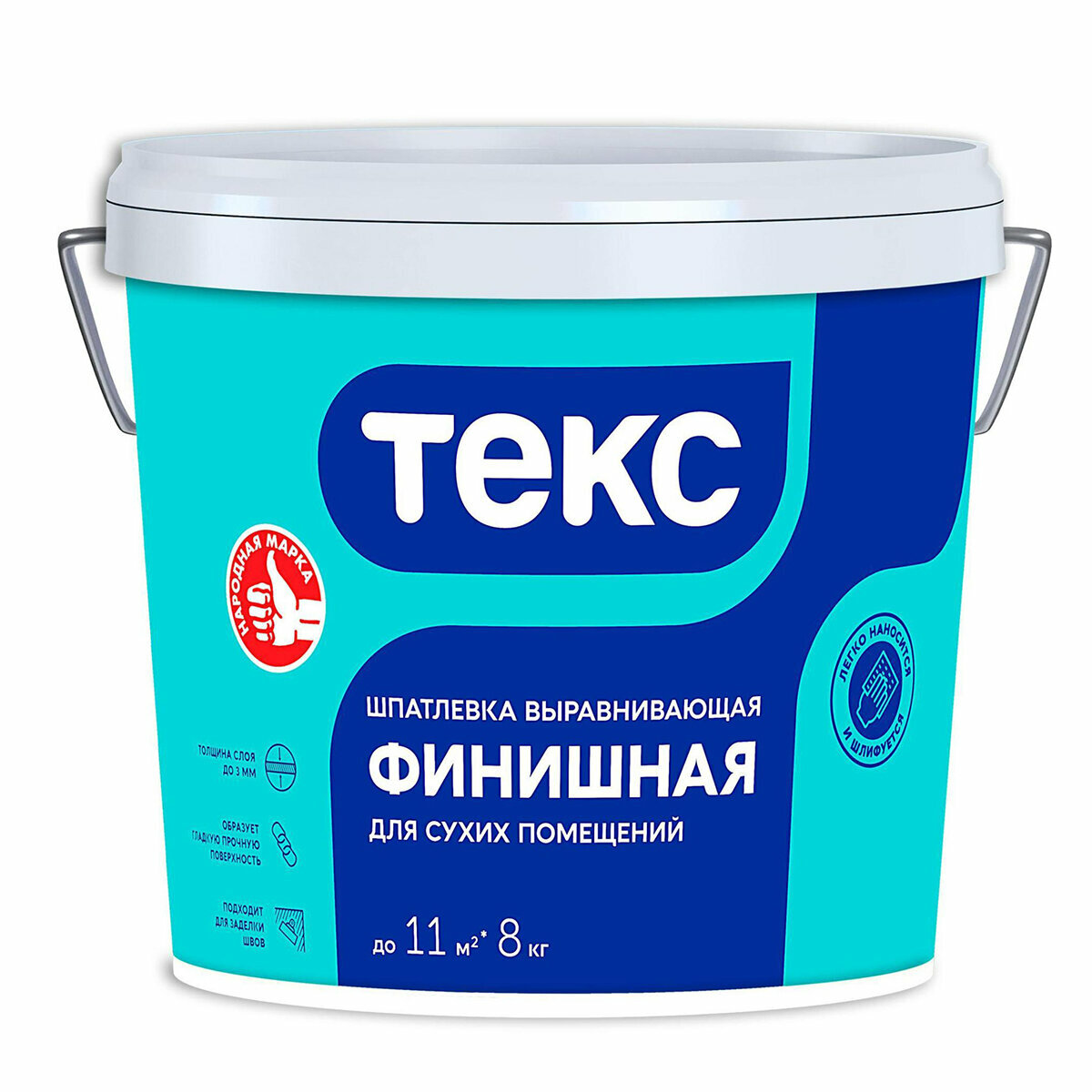 Шпатлевка финишная Текс латексная, для сухих помещений, 8 кг