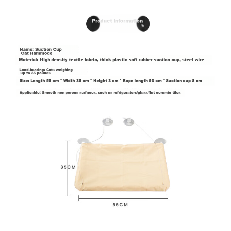 Hanhan Leyuan Cat Hammock, Large Cat Bed, Summer Suction Cup Hanging Bed, Cat Swing, Cat Mat, Removable And Washable