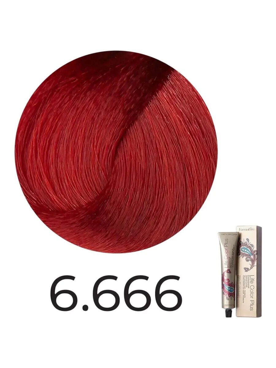 Краска для волос Farmavita Life Color Plus Prof, Перманентный краситель с низким содержанием аммиака, 6.666