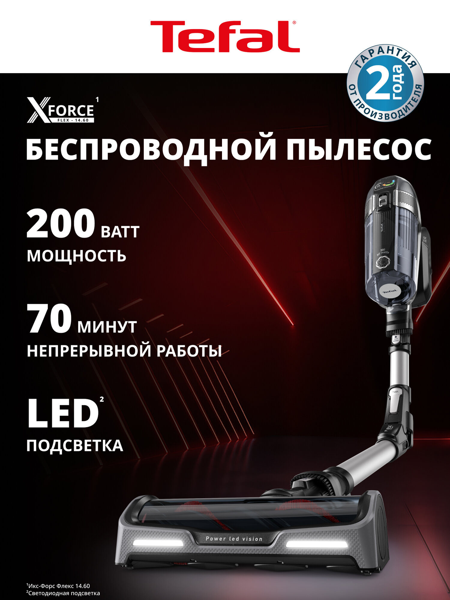 Вертикальный беспроводной пылесос Tefal X-Force Flex 14.60 Animal Care TY99A8WO с автоматической регулировкой мощности и 6 насадками, черный