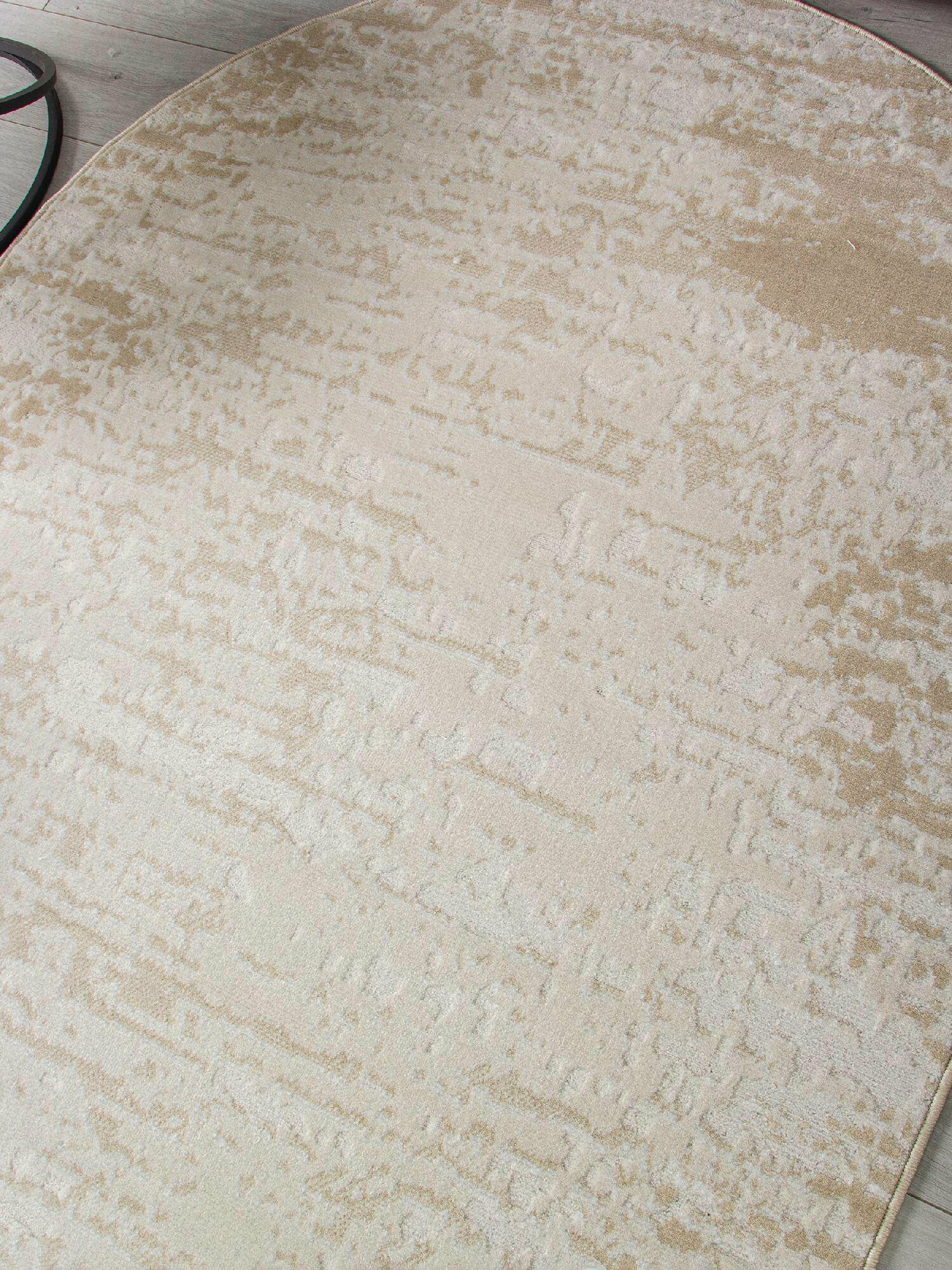 Ковер Овальный на пол в гостиную в спальню 150х300 см бежевый современный ворс 7 мм 321643 KoverVDom