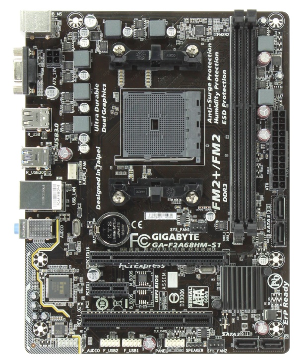 Материнская плата S-FM2+ GA-F2A68HM-S1 rev 1.1, DDR3/SATA/Sb/Lan/SVGA/USB3.0/Sb/mATX