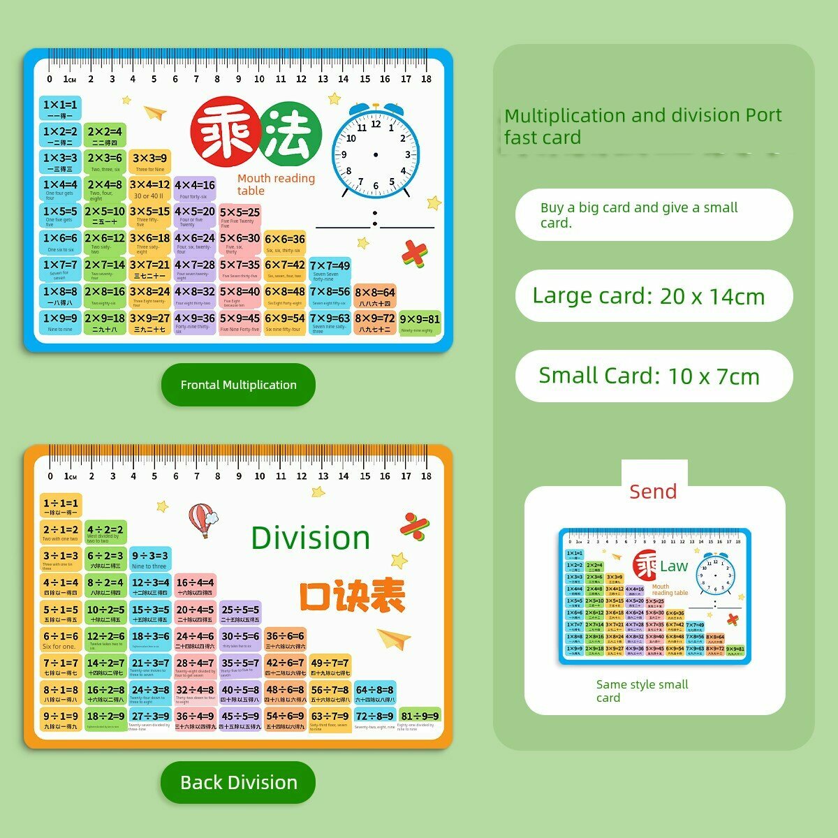Утолщенные карточки таблицы умножения и деления для обучения математике во 2 классе