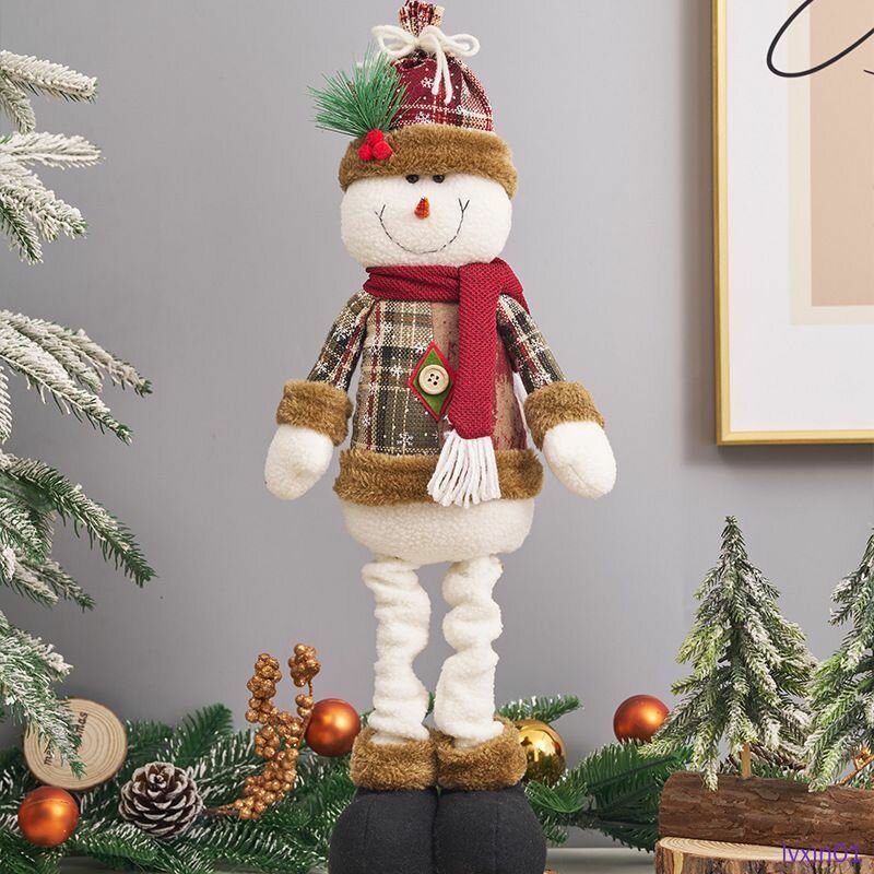 Снеговик под елку на телескопических ножках большой новогодний, Мягкая игрушка, раздвижная до 50 см игрушка, фигурка сувенир статуэтка