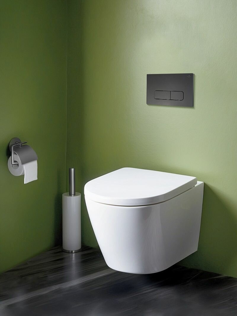 Кнопка смыва для инсталляции, 2 режима слива, пластик, черный матовый