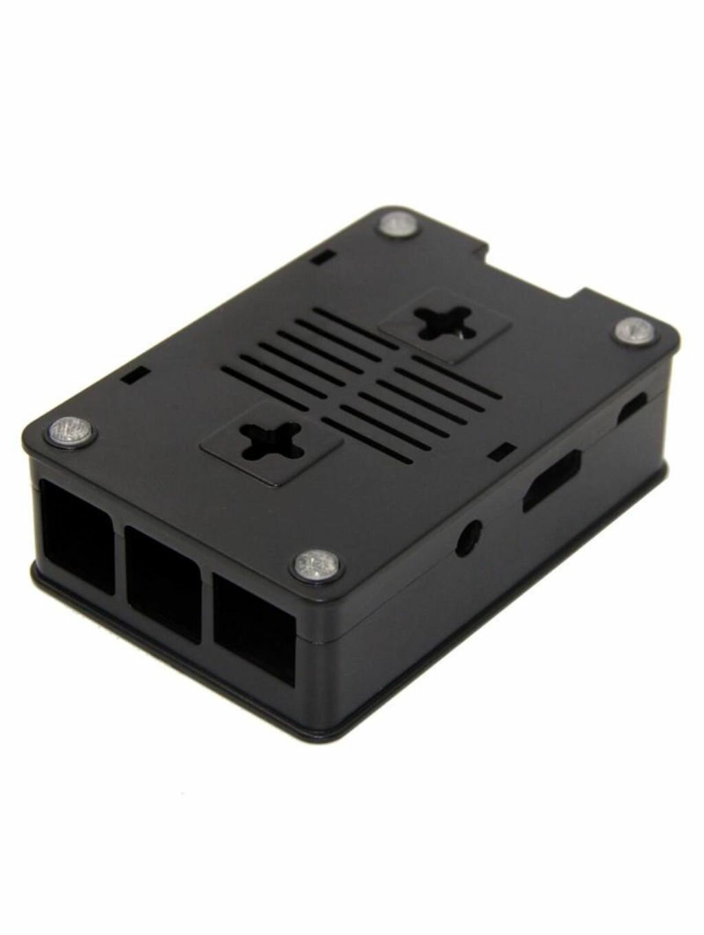 Корпус для Raspberry Pi 5 ABS-пластик черный, винтами, ножками и кнопкой