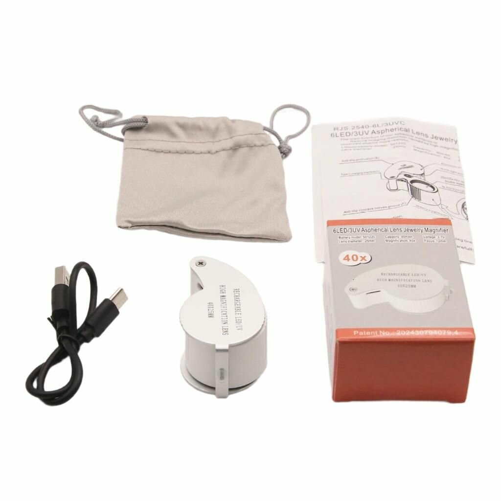 Лупа с подсветкой 40X/60X, - 40X с фиолетовым освещением