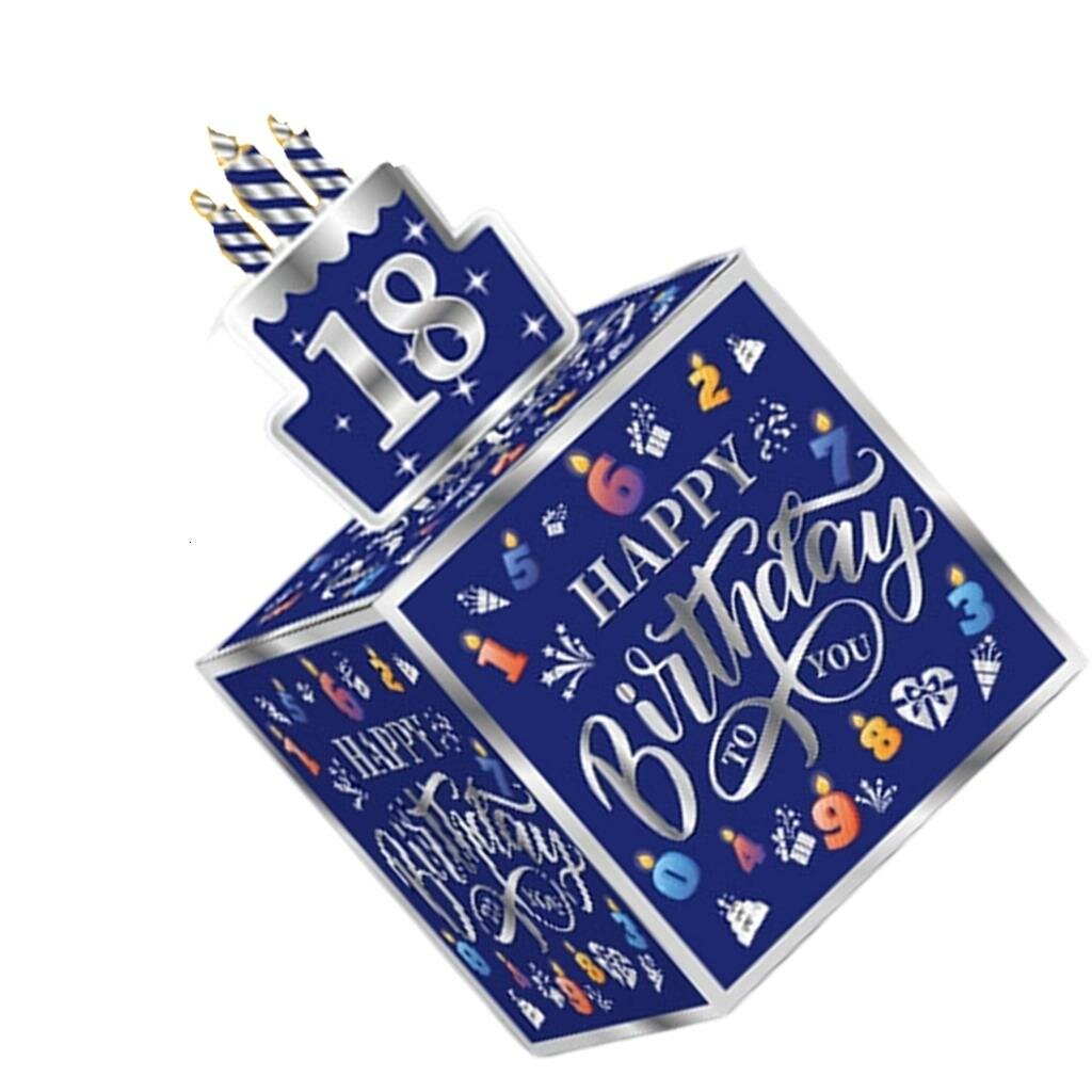 Декоративная выдвижная копилка на день рождения, забавный подарок вечеринку, со сменными цифрами дня рождения - синяя