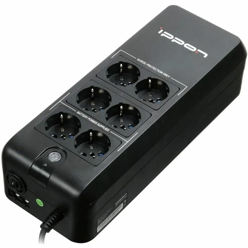ИБП Ippon Back Verso 600 300Вт/600ВА EURO(4+2) черный