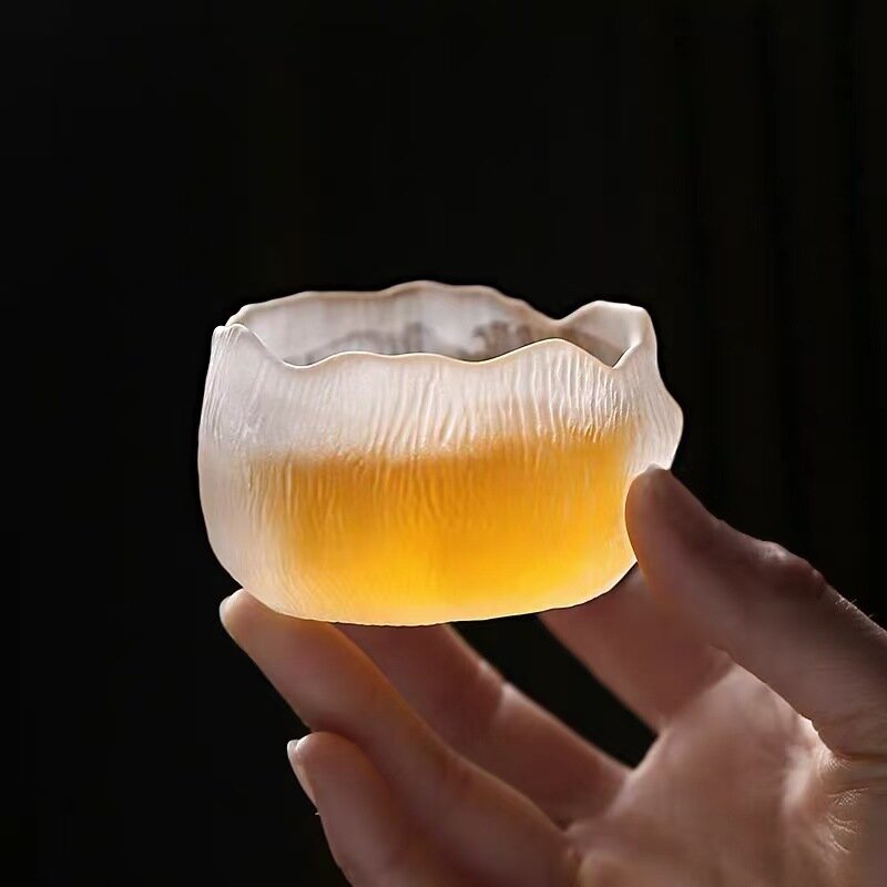 Стеклянная чашка в стиле кунг-фу, хрустальная большая чашка, божественная чайная чашка, японская подставка ручной работы, чашка для дегустации чая, отдельная чашка