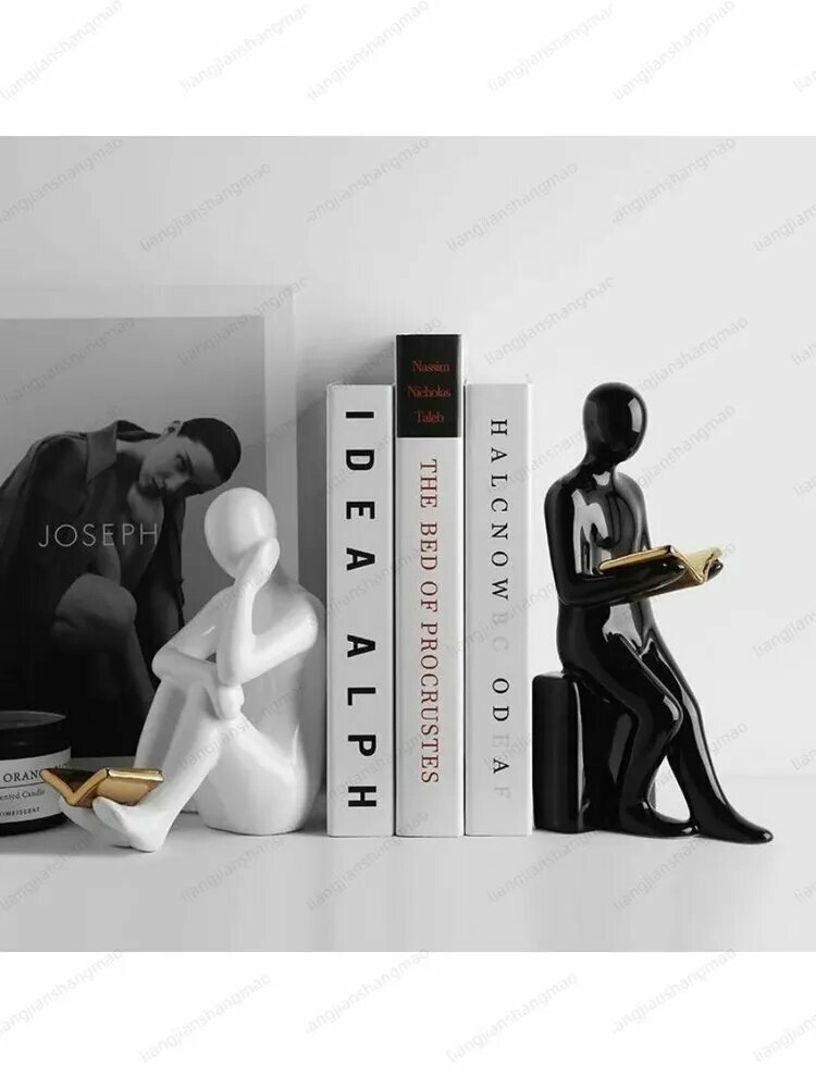 Керамические книгодержатели Читающая пара в стиле Черное и Белое оригинальный декор для дома и удобные держатели для книг