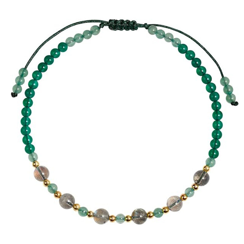 YMАнклет Плетеный Лунный камень Агат Бохо Пляж Элегантность