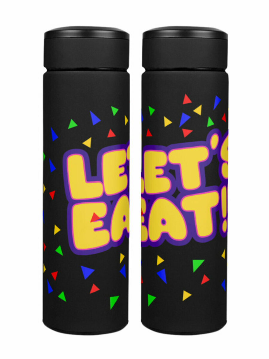Термос «lets eat чика фнаф chika fnaf» (черный)