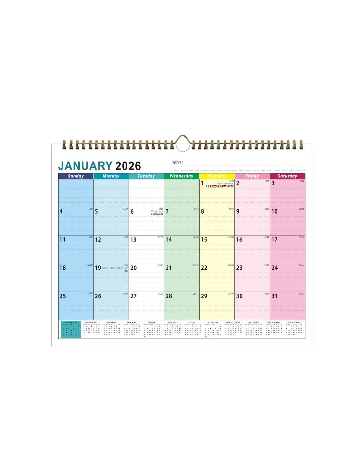 Настенный бумажный календарь на 2026-2027 годы Работает с января 2026 по июнь 2027 года для дома