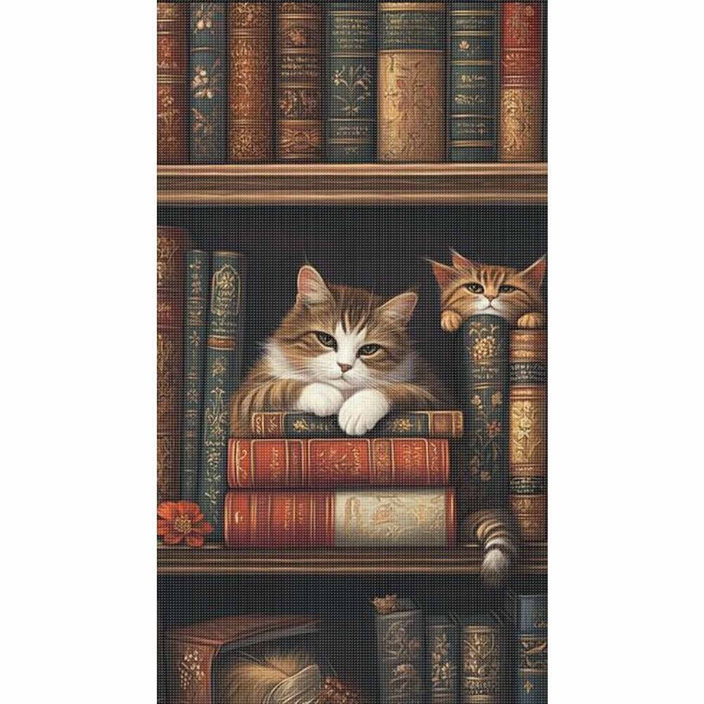 Набор для вышивания крестиком Книжный кот , 11 карат, DIY, домашний декор