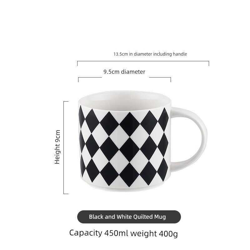 Набор керамических кружек в клетку, стильные парные чашки для воды, креативные дизайнерские кофейные чашки для женщин,