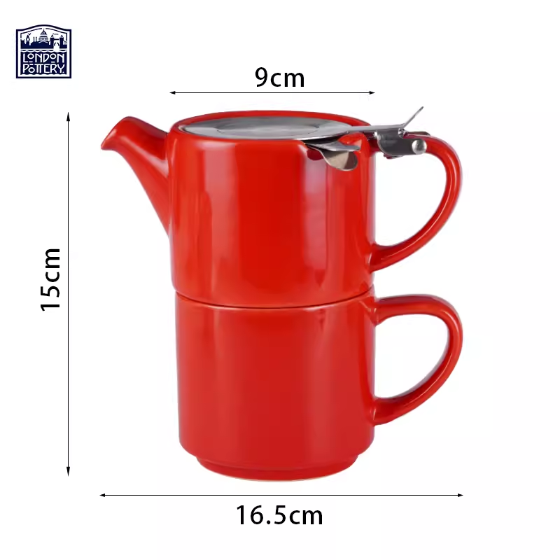 London Pottery Sonle Series Красный чайник и чашка, набор 300 мл с фильтром, британский чайный набор для утреннего чая