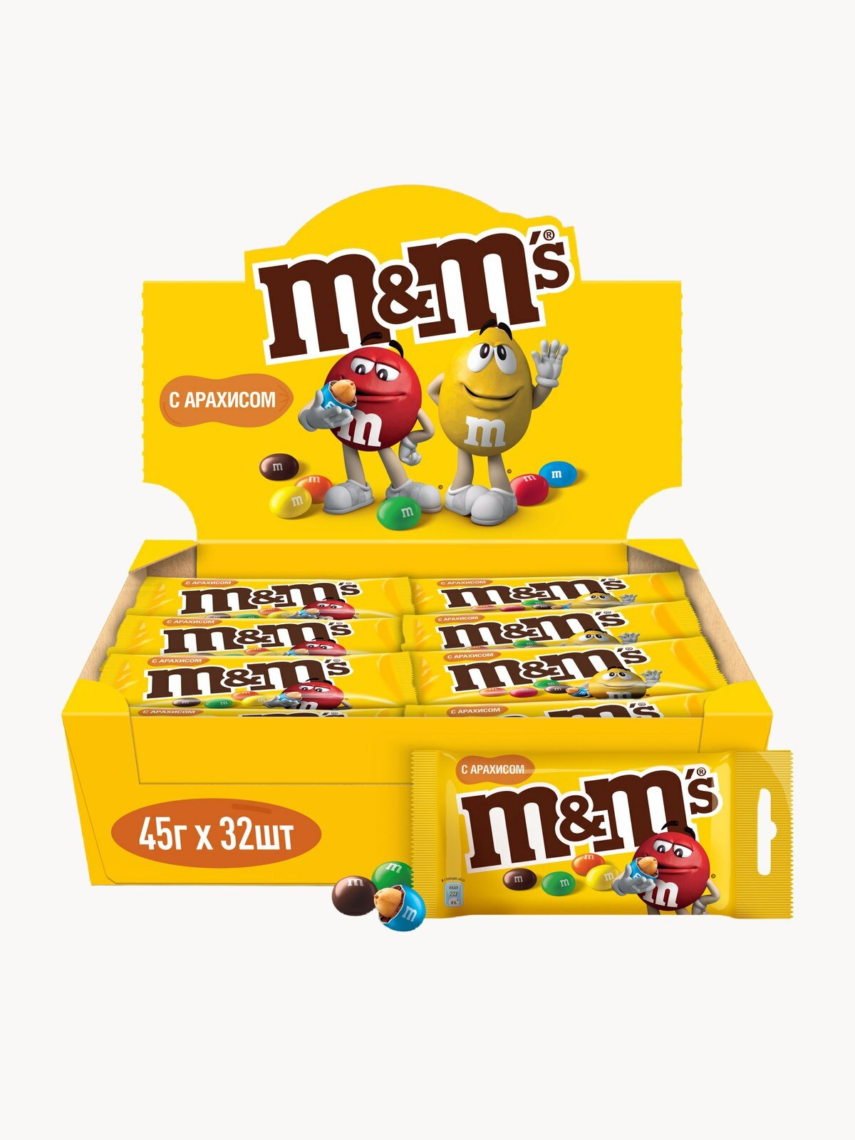 Конфеты M&M'S драже с арахисом и молочным шоколадом, 32 штуки по 45 г