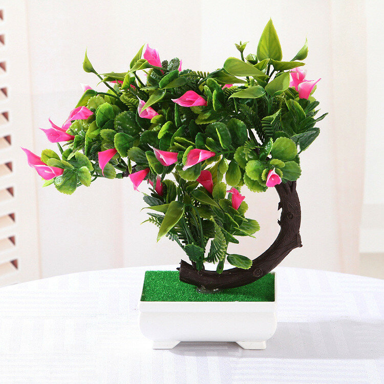 Artificial lily potted flower with injection molding for home decor and gift ideas pink moon lotus