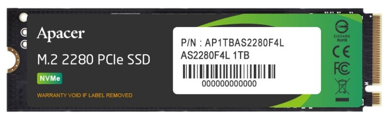 Накопитель SSD M.2 2280 1TB NVMe PCIE 5.0 x4 12000/11800 AP1TBAS2280F4L-1 APACER