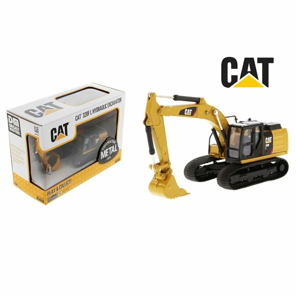 DM 85690 Модель экскаватора CAT 320F 1:64 литая коллекционная игрушка, миниатюрная строительная техника с высокой детализацией, популярный подарок для мальчиков (хит 2025)