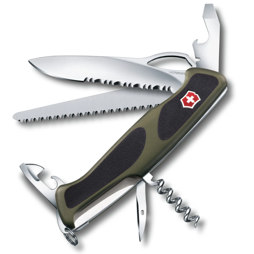 Многофункциональный складной нож Victorinox, сталь X55CrMo14, рукоять нейлон/эластомер, черно-зеленый