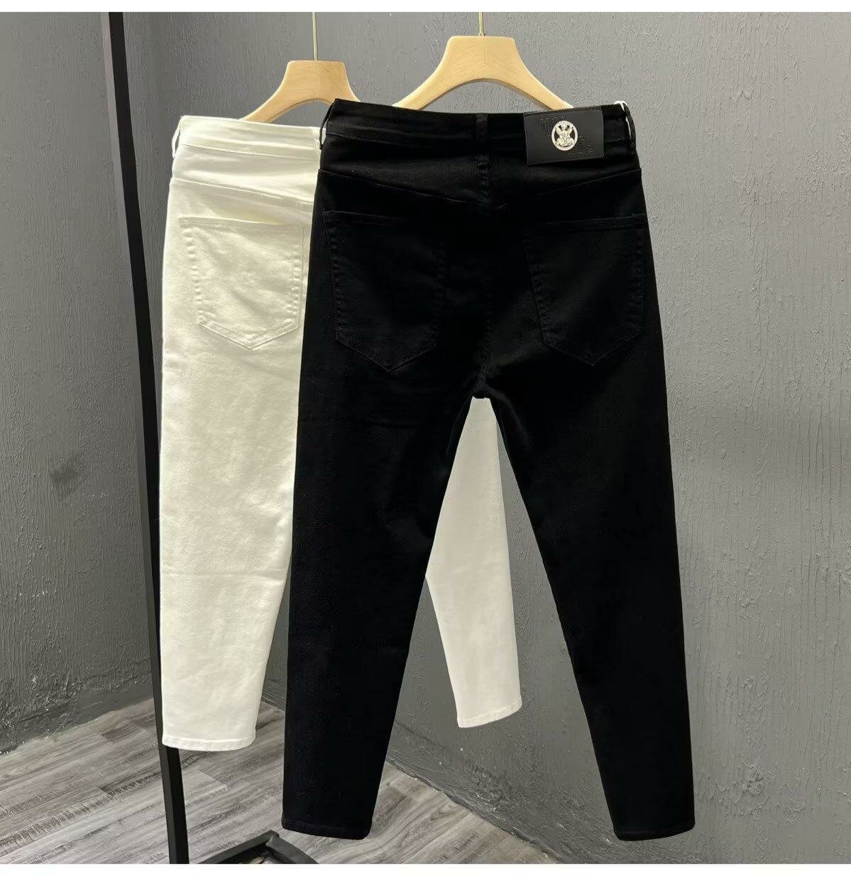 Тренд RONG CH Мужские Джинсы Потертые Стрейт Слим Тейперд Высокий Улица Деним, Размер_33