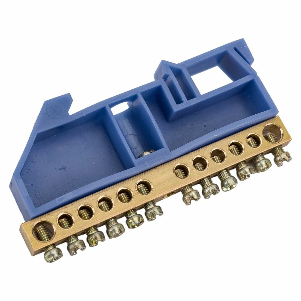 Нулевая N шина с синим изолятором на DIN-рейку REXANT 6x9 мм стойка большая 12 групп 11-2342