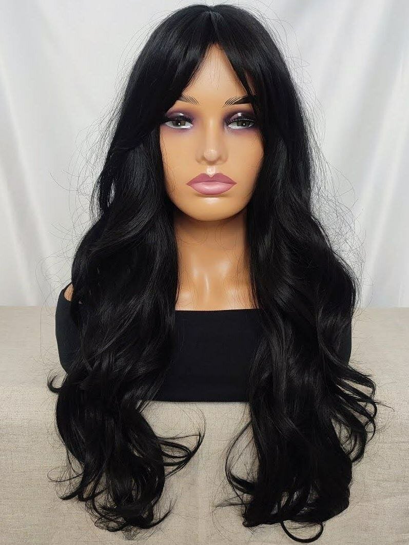 Парик WigDream, термостойкий, с челкой, черный, длина 70см, вес 220 г