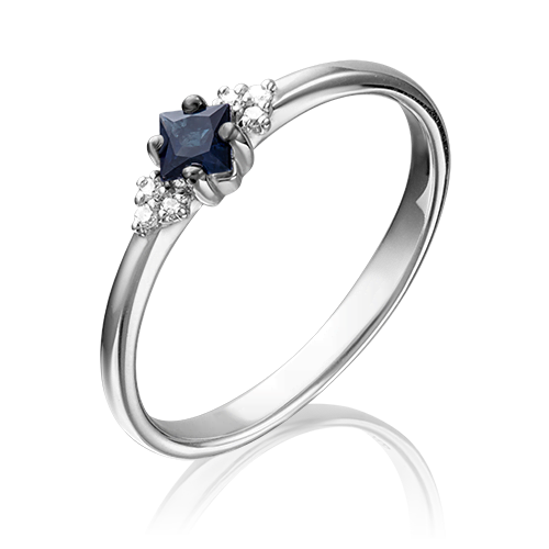 Кольцо, белое золото, 585 проба, сапфир, бриллиант