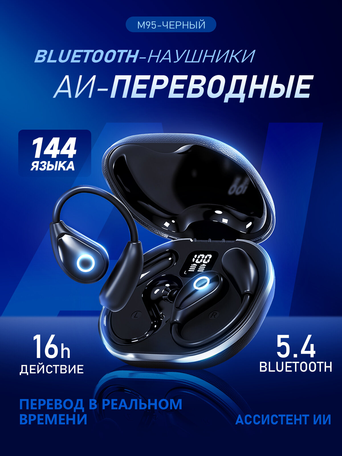 Наушники с переводчиком беспроводной, синхронный переводчик, CM95H