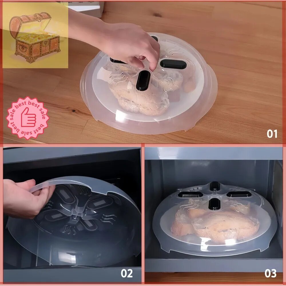 Магнитная крышка для микроволновой печи с защитой от брызг и отверстием для выхода пара