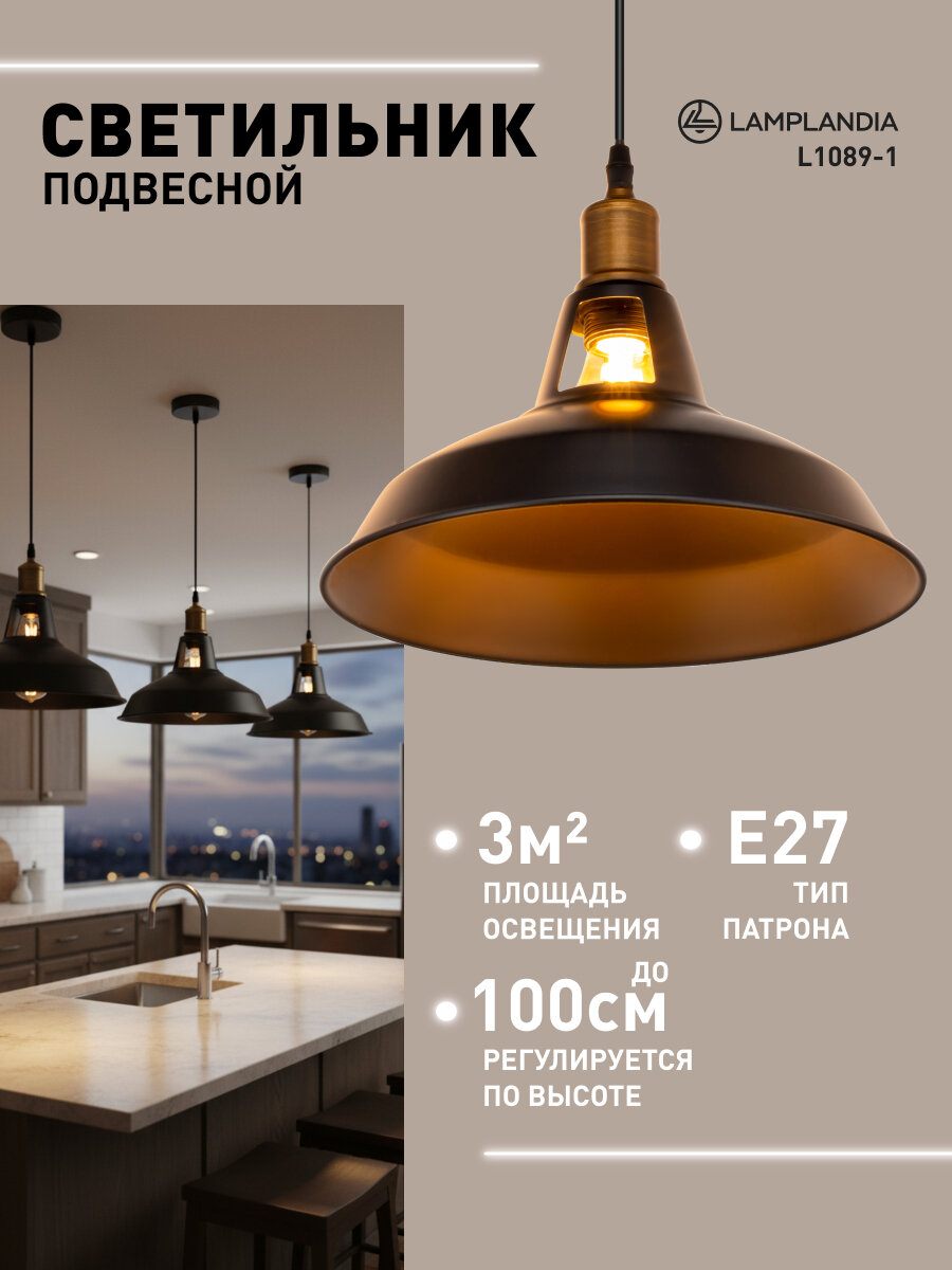 Светильник подвесной Lamplandia L1089-1 DUGLAS, Е27*1 макс 60Вт