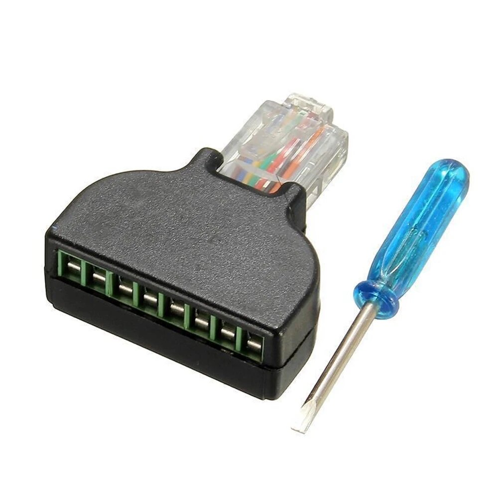 Разъем адаптера RJ45 на 8-контактный разъем 8P8C Сетевой винтовой клеммный блок с кристаллической головкой Контактная винтовая клемма из медного сплава