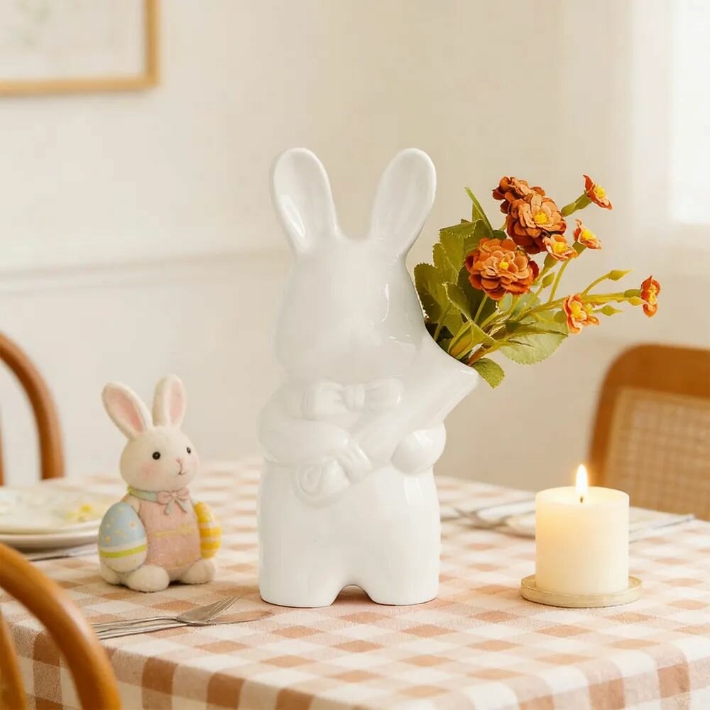 Пасхальный кролик-ваза для цветов, Simples, керамика, кролики, домашние животные, художественное украшение