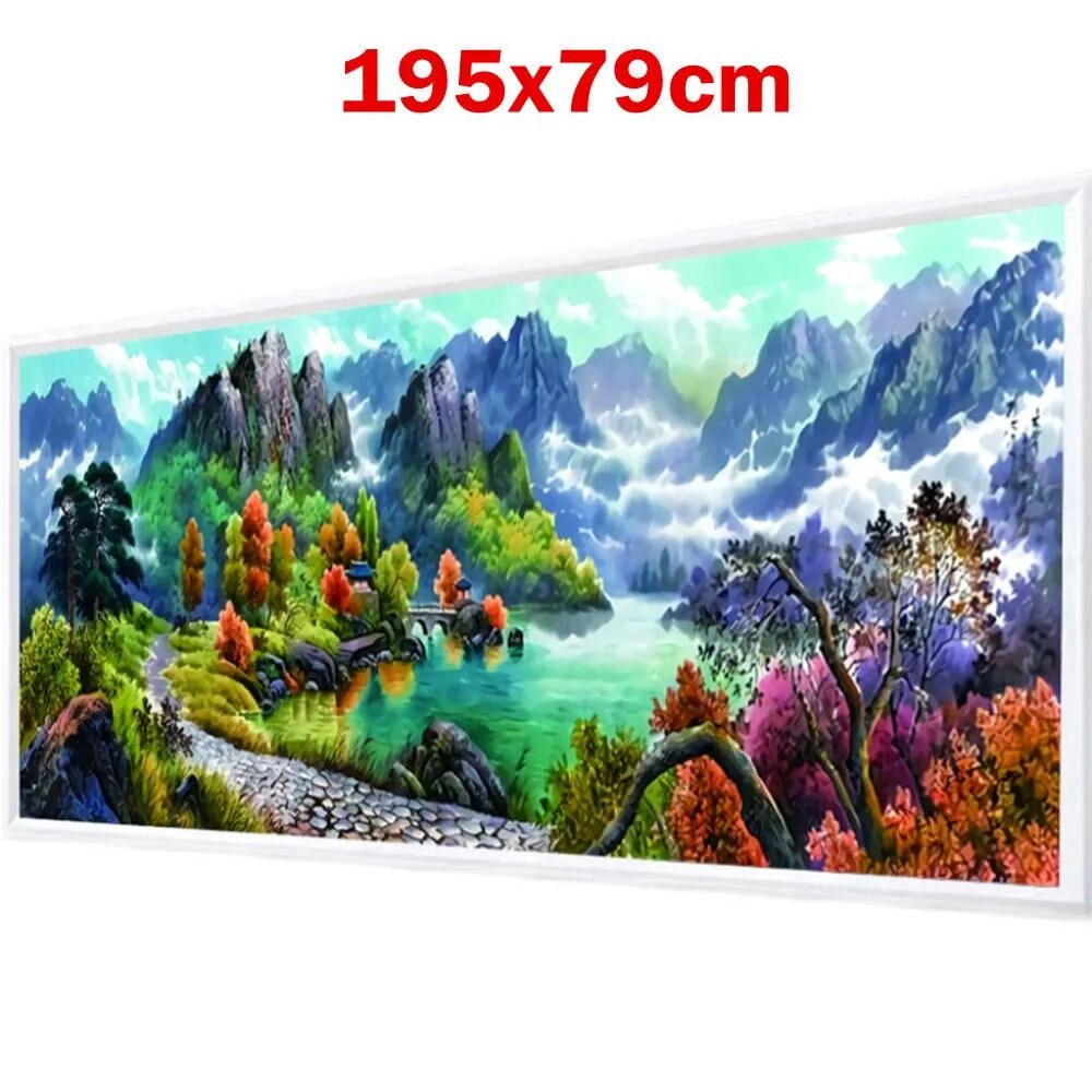 Набор для вышивания крестом, вышивка крестиком Весенний пейзаж, 11CT 195x79cm (без подрамника, без рамки)