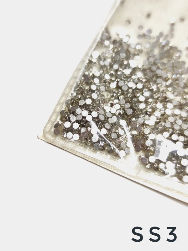 Стразы для дизайна ногтей серебро, 1440 шт, размеры ss 3, 4, 5, 6, 8, 10, 12 Shanilak