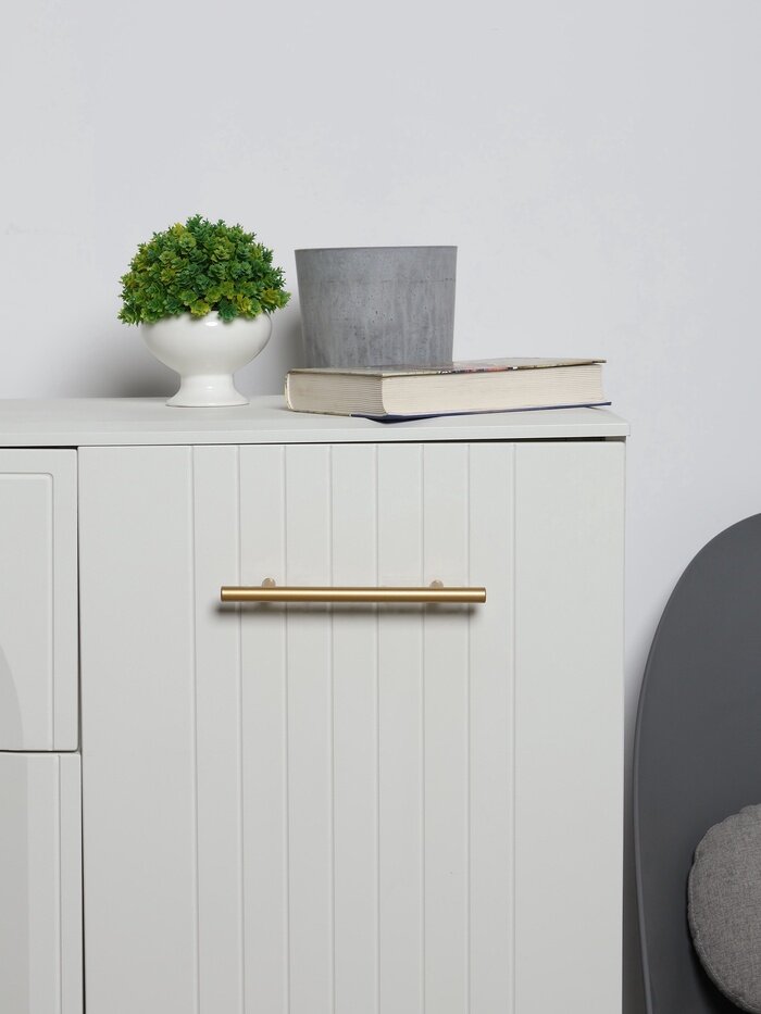 Ручка рейлинг тундра, облегчённая, d=12 мм, м/о 128/200 мм, внеш. ножка, цвет золото