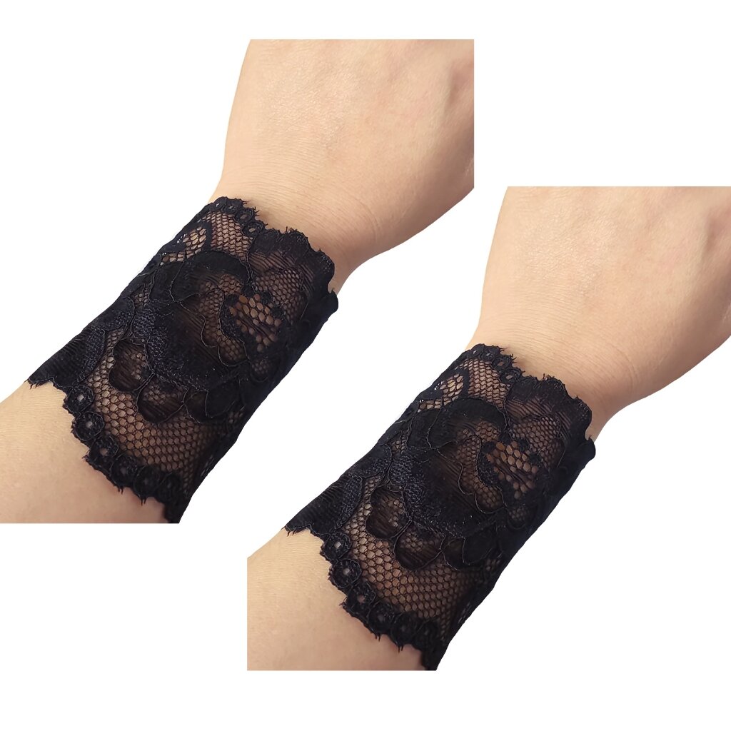 Кружевные манжеты на запястье, волшебный браслет-черный-кружево 8 см